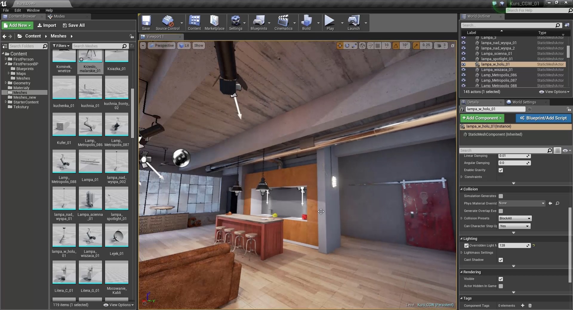 Kurs - Unreal Engine - 3ds Max - Animacja wnętrza - CGwisdom.pl
